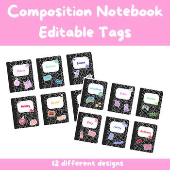 Composition Notebook Editable Tags By Sam Loves Teaching TPT
