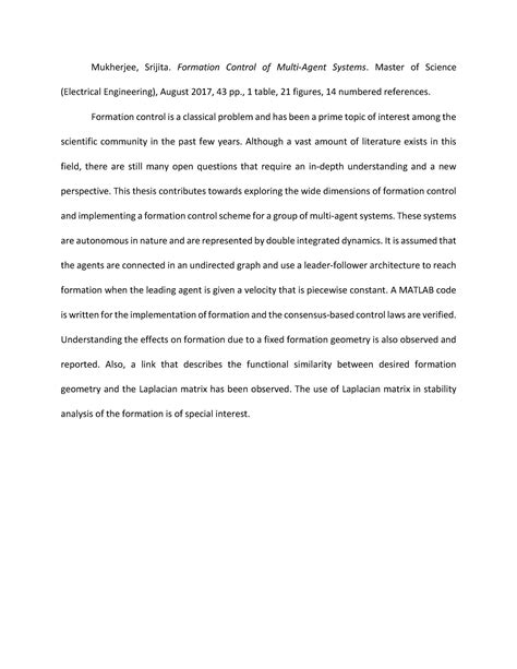 Formation Control Of Multi Agent Systems Page I UNT Digital Library