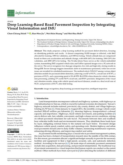 Deep Learning Based Road Pavement Inspection By Integrating Pdf