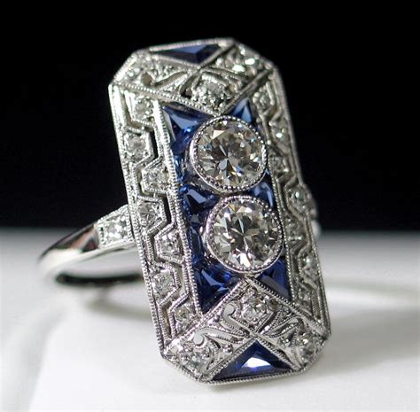 18kt Art Deco Sapphire And Diamond Ring Art Deco Diamond Sapphire Ring