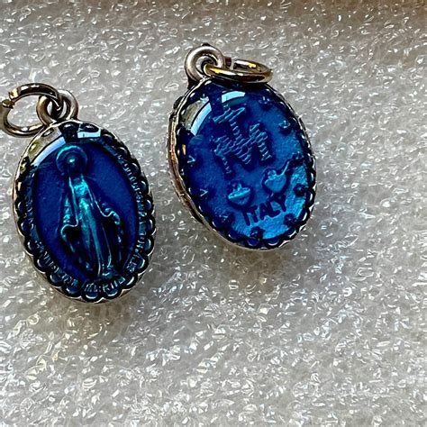 2 Virgin Mary Miraculous Medals Blue From The Vatican Gem