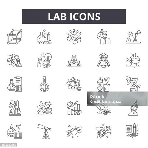 웹 및 모바일 디자인에 대 한 실험실 아이콘 라인 아이콘입니다 편집 가능한 스트로크 기호입니다 실험실 아이콘 개요 개념 그림 과학자에 대한 스톡 벡터 아트 및 기타 이미지