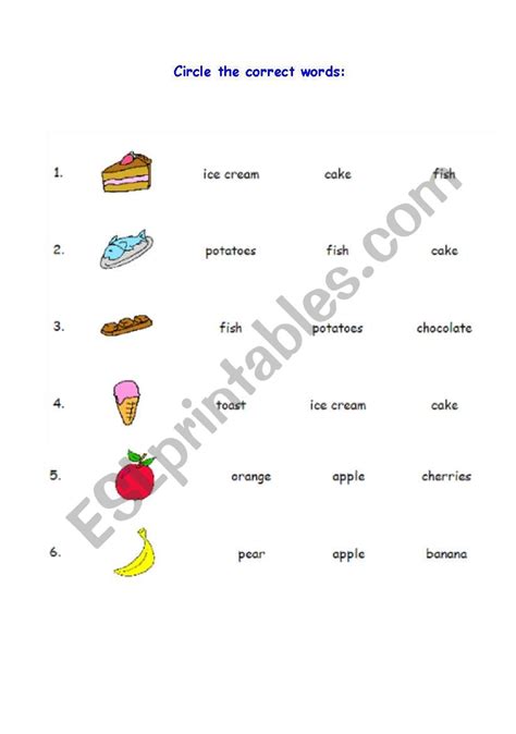 English Worksheets Circle The Correct Words