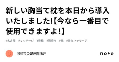 新しい胸当て枕を本日から導入いたしました 【今なら一番目で使用できますよ！】｜岡崎市の整体院浅井