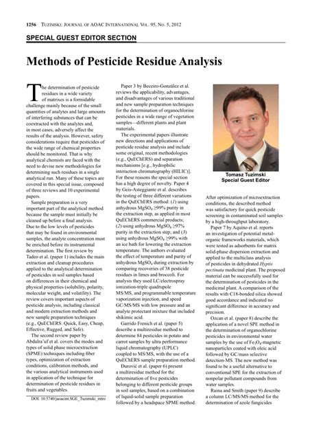 Pdf Methods Of Pesticide Residue Analysis