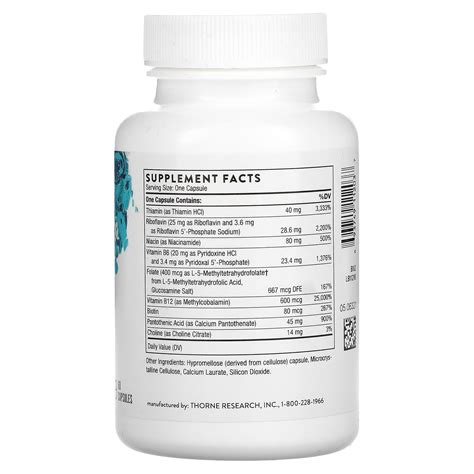 Thorne, комплекс витаминов группы B №12, 60 капсул