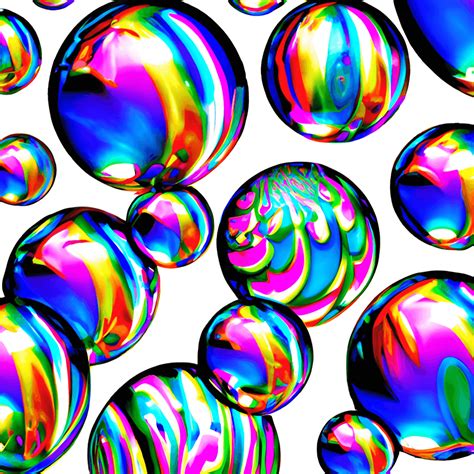 3d 5d Ultra Realistic Iridescent Bubbles With Rainbow Background