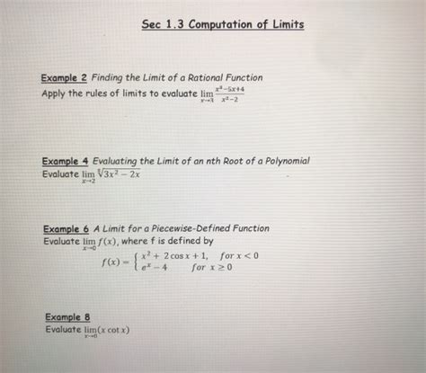 Solved Sec 13 Computation Of Limits Example 2 Finding The