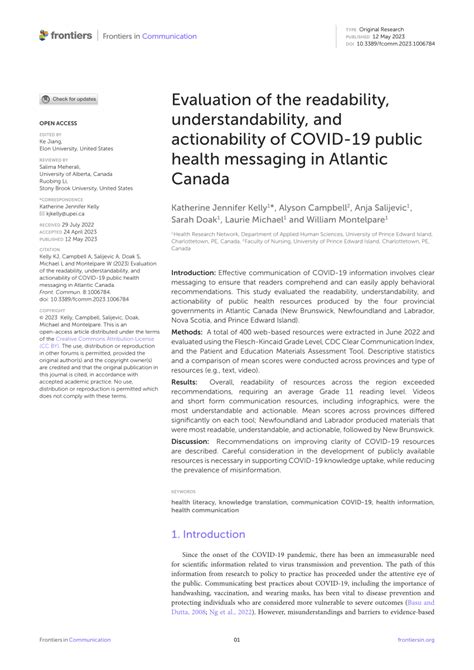Pdf Evaluation Of The Readability Understandability And