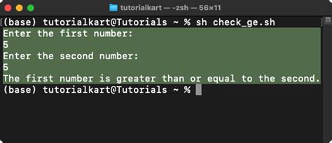 Bash Ge Operator Greater Than Or Equal To