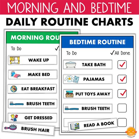 Daily Routines Checklist Chart Printable Morning And Bedtime Etsy Uk