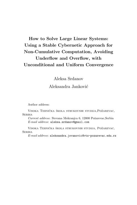 Pdf How To Solve A Large Linear Systems