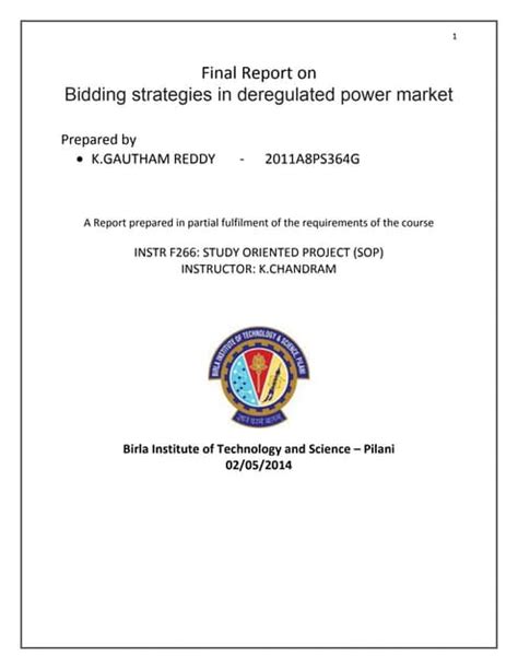 Bidding Strategies In Deregulated Power Market Docx