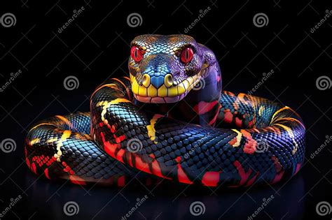 Colourful Illustration Of A Blue Python On A Black Background Stock Illustration Illustration