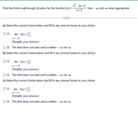Solved Find The Limits In A Through C Below For The F