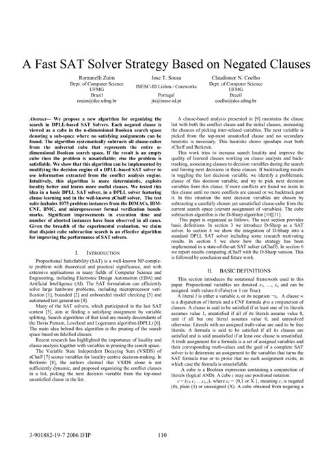 Pdf A Fast Sat Solver Strategy Based On Negated Clauses