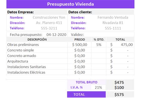 Total 83 Imagen Modelo De Presupuesto De Construccion En Excel