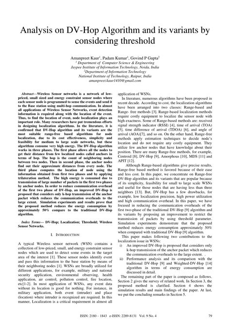 Pdf Analysis On Dv Hop Algorithm And Its Variants By Considering Threshold