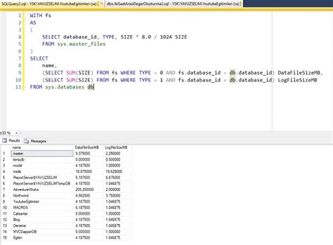 Listing Log File Sizes Of All Databases In SQL Server MSSQL Query