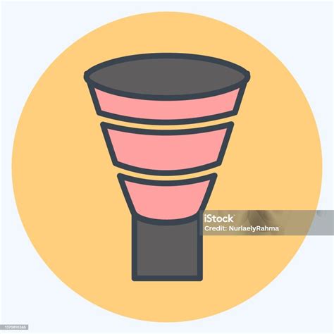 부드러운 파란색 배경에 고립 된 트렌디 한 색상 메이트 스타일의 깔때기 차트 아이콘 3차원 형태에 대한 스톡 벡터 아트 및 기타