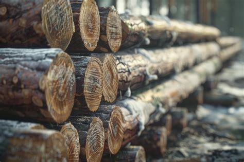Premium Photo Stack Pine Log Waiting Transportation