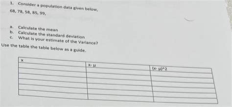 solved 1 consider a population data given below
