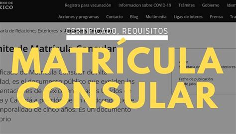Certificado De MatrÍcula Consular Requisitos Y Procedimiento