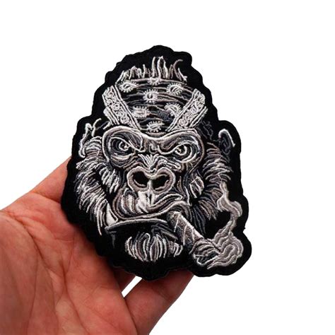 Patch Of Big Gorilla With Cigar In Teeth Goth Embroidered Accessories