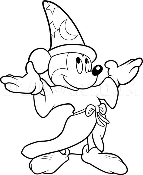 How To Draw Fantasia Wizard Mickey Step By Step Drawing Guide By Dawn