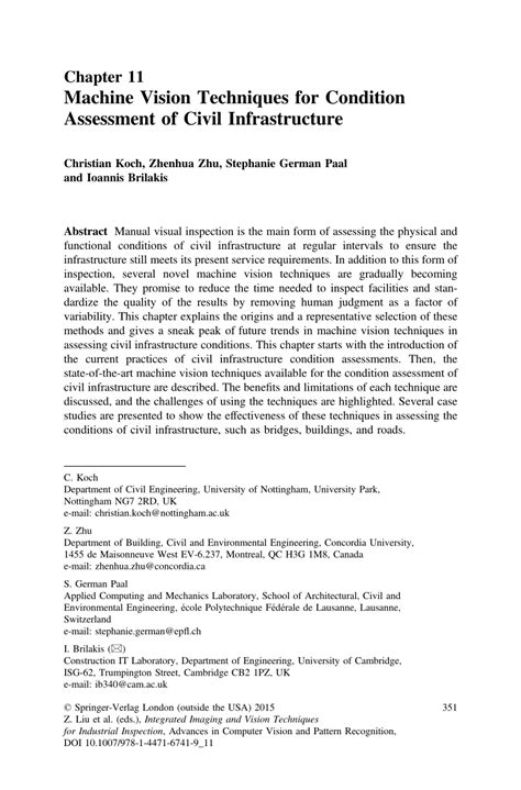 Pdf Machine Vision Techniques For Condition Assessment Of Civil