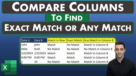 Excel Tips Compare Columns To Find Matches Exact Matches Any