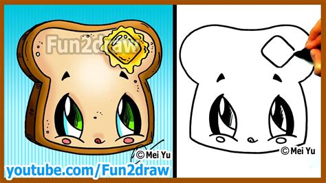 How To Draw Cartoons Kawaii Toast Butter Fun2draw Drawing