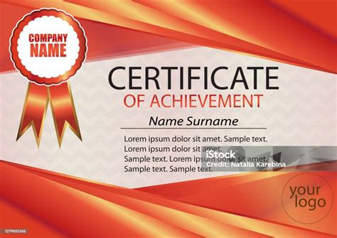 빨간색 인증서 또는 졸업장 템플릿 빨간색 프레임입니다 별도의 레이어의 텍스트입니다 보상 경쟁에서 승리 수상자 벡터 고급에 대한 스톡 벡터 아트 및 기타 이미지 Istock