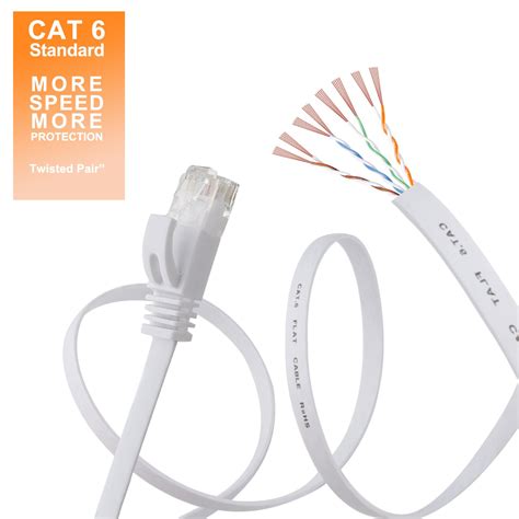 Cat Ethernet Cable Ft White Flat Solid Internet Network Lan Patch Cord Cat High Speed