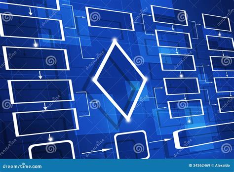 Blue Flow Chart Diagram Stock Image Image Of Information 34362469