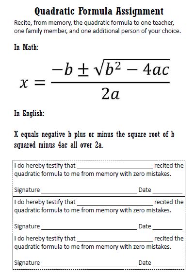 Quadratic Formula Using Stored Memory Values For A B Special Products