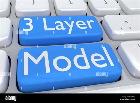 3d Illustration Of Computer Keyboard With The Script 3 Layer Model On Two Adjacent Pale Blue