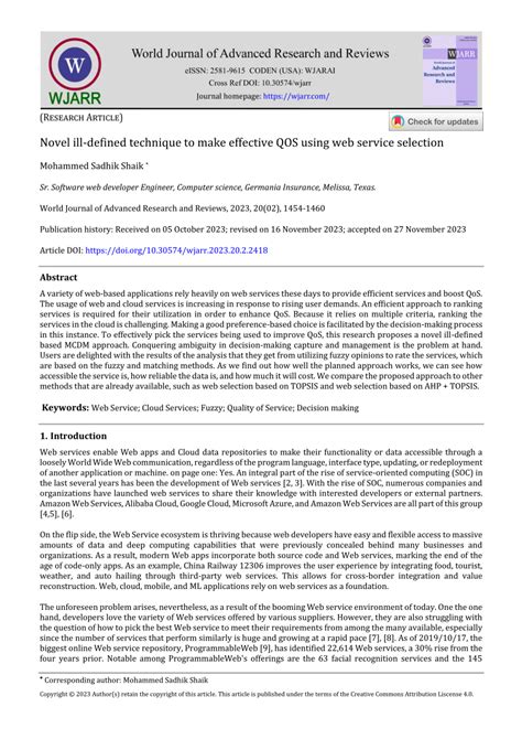 pdf novel ill defined technique to make effective qos using web