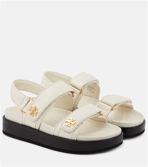 Double T Leather Sandals In White Tory Burch Mytheresa