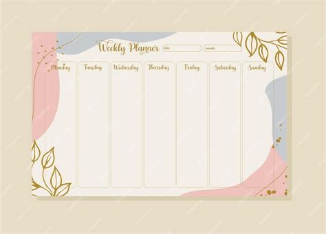 사용자 정의할 수 있는 인쇄 가능한 주간 플래너 템플릿 프리미엄 벡터
