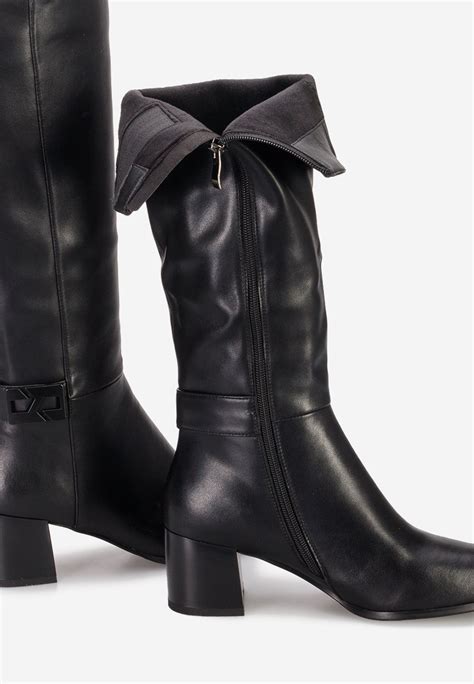 Γυναικειες δερματινες μποτες Spadana Μαύρα Zapatos