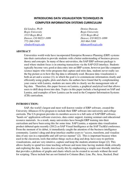 Pdf Introducing Data Visualization Techniques In Computer Information Systems Curriculum