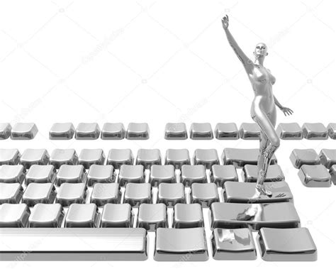 Naked Women On Keyboard Isolated On A White Stock Photo By Alperium
