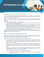 Estimation For Agile Docx ESTIMATION IN AGILE Why Estimation In Agile Is Necessary This