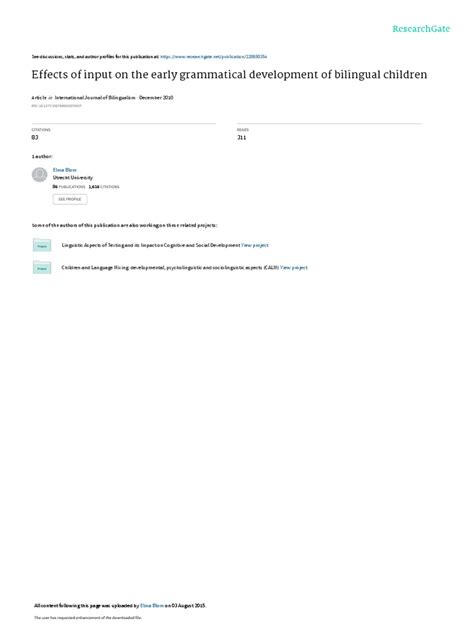 effects of input on the early grammatical developm pdf
