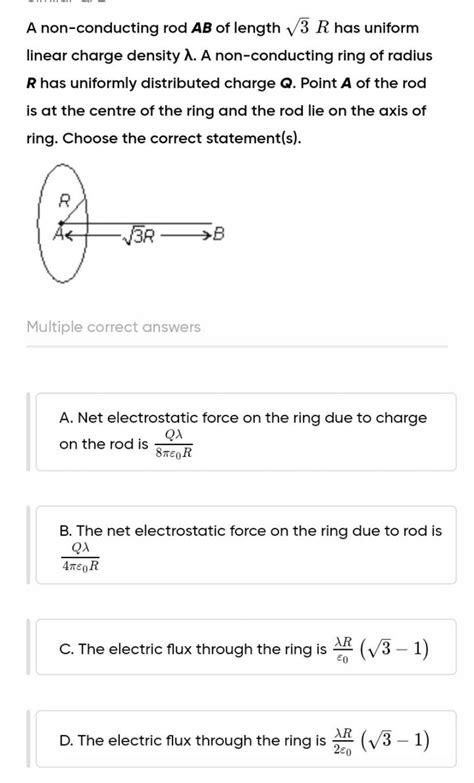 A Non Conducting Rod Ab Of Length 3 R Has Uniform Linear Charge Density λ