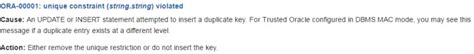 Check List To Resolve Ora 00001 Unique Constraint Violated