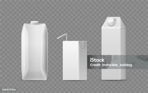 우유와 주스 포장을 위한 3개의 백색 빈 판지의 세트는 다른 크기 및 작풍을 포함합니다 3d 벡터 모형 0명에 대한 스톡 벡터 아트 및 기타 이미지 Istock
