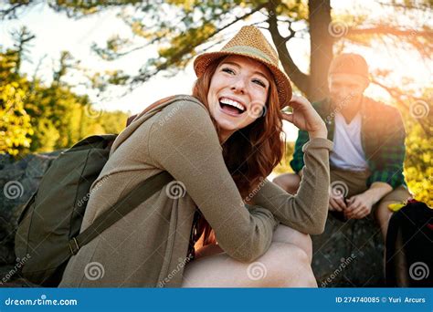 Shes Happiest When Shes In Nature Two Young People Hiking While On An