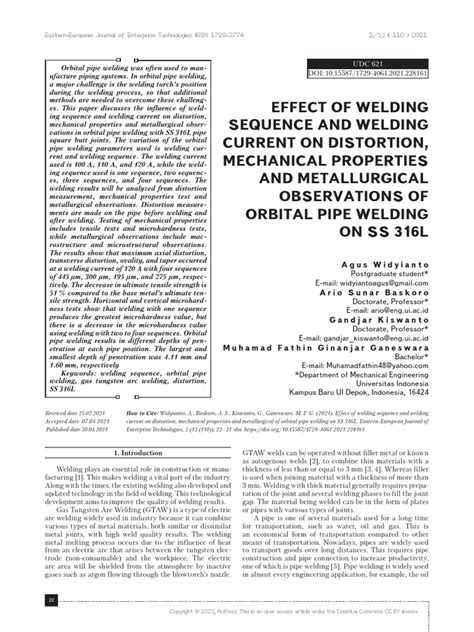 Effect Of Welding Sequence And Welding C 79866232 Download Free Pdf Welding Construction